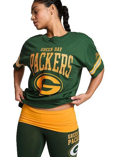 Pink Nfl Collection Campus Cotton Bling Tee - Green