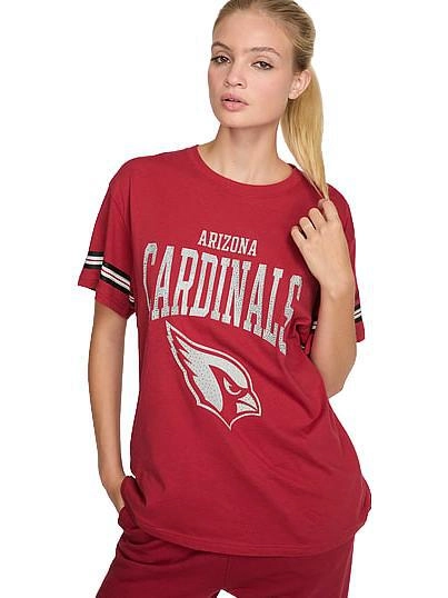 Pink Nfl Collection Campus Cotton Bling Tee - Red
