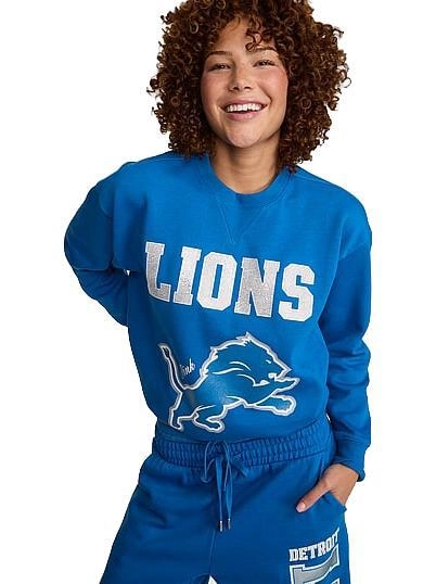 Pink Nfl Collection Campus Crewneck Sweatshirt With Embellishments - Blue