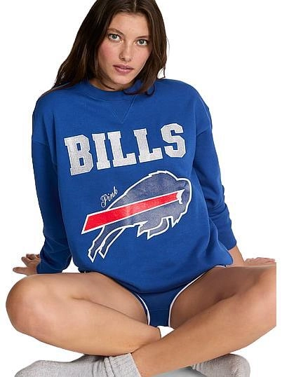 Pink Nfl Collection Campus Crewneck Sweatshirt With Embellishments - Blue