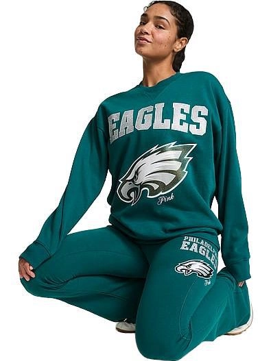 Pink Nfl Collection Campus Crewneck Sweatshirt With Embellishments - Blue