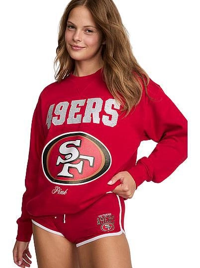 Pink Nfl Collection Campus Crewneck Sweatshirt With Embellishments - Red