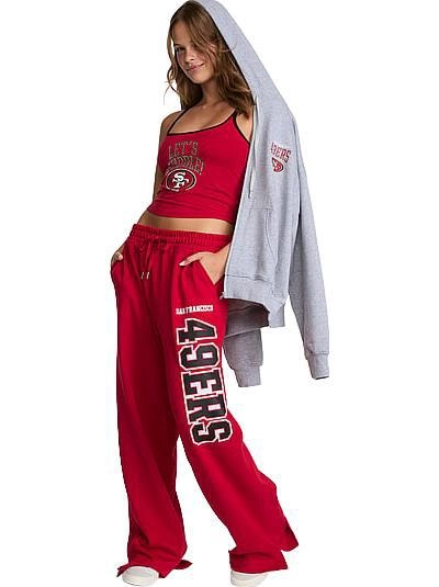 Pink Nfl Collection Campus Fleece Bling Wide-leg Sweatpants - Red