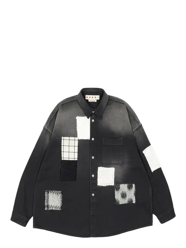 Marni Long Sleeve Patchwork Shirt - Black