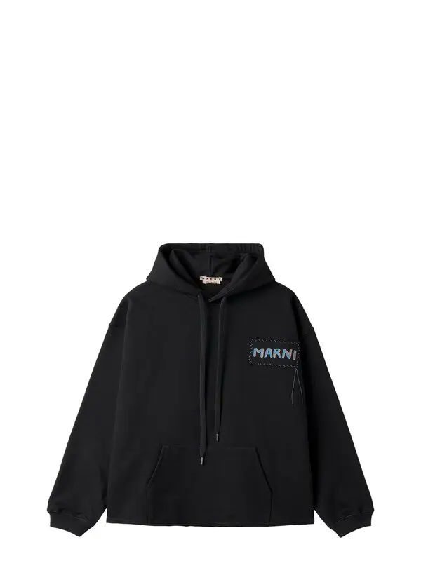 Marni Cropped Logo Hoodie - Black