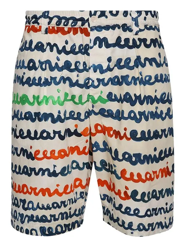 Marni Scribble Logo Shorts - White