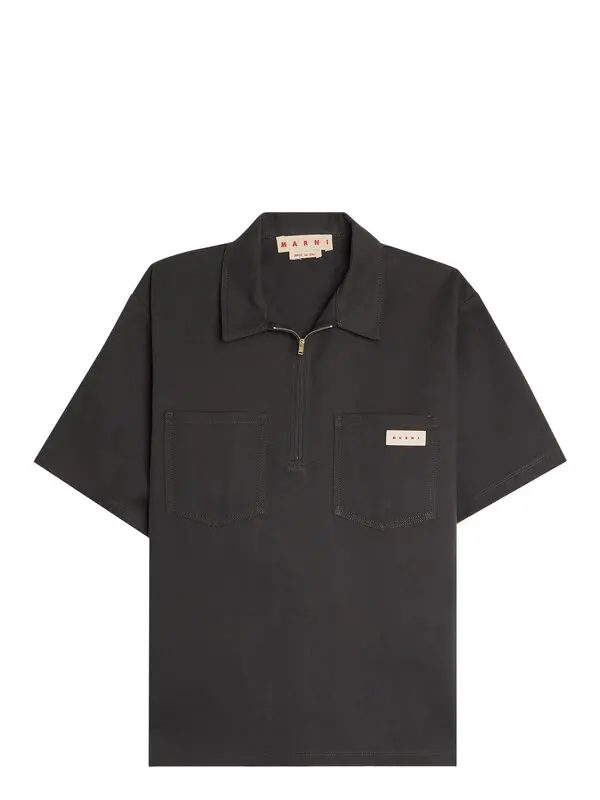 Marni Short-sleeve Zip Polo - Grey