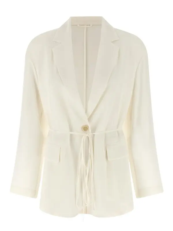 Brunello Cucinelli Silk Crêpe Blazer - Beige