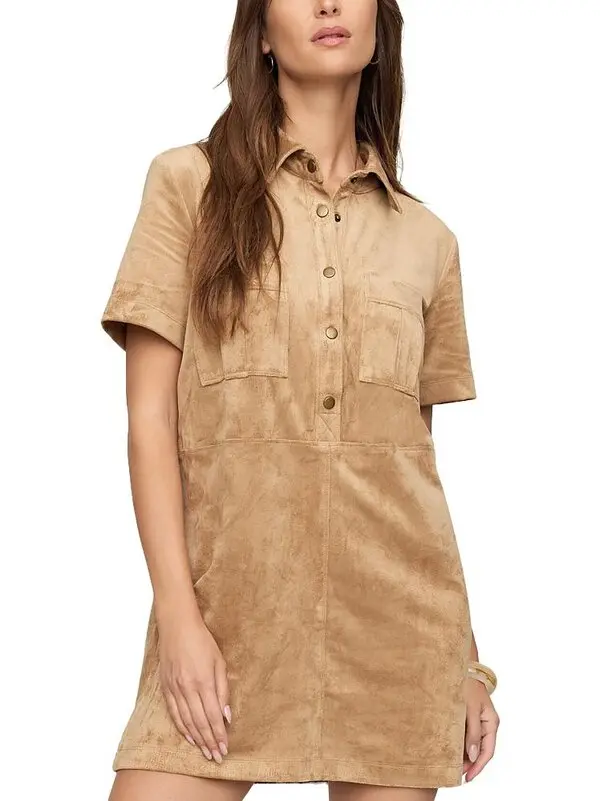 Z Supply Leone Faux Suede Mini Dress - Light Sand