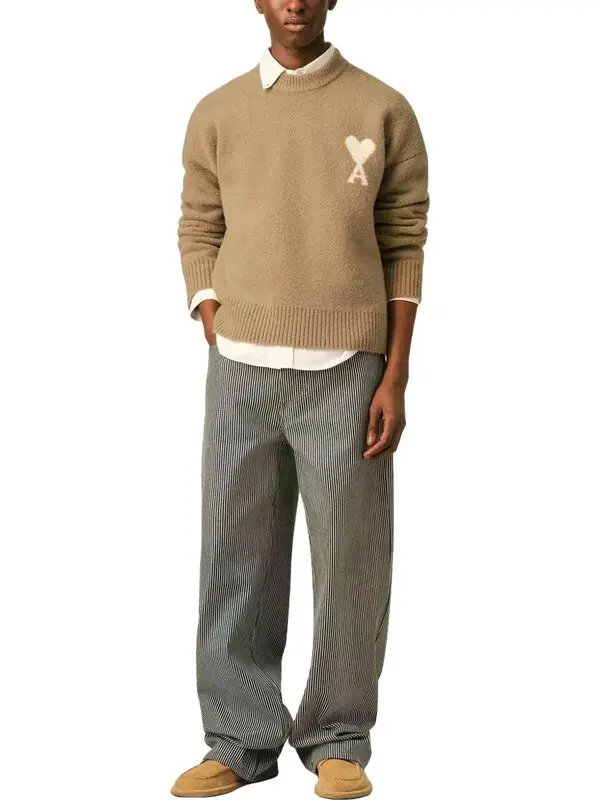 AMI Paris De Coeur Intarsia Knit Jumper - Neutrals