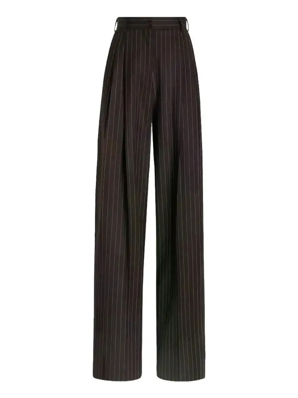 Dolce & Gabbana Pinstripe Wool Trousers - Brown