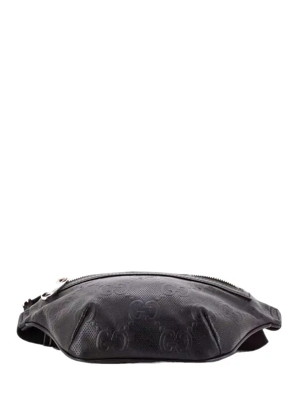 Gucci Gg Embossed Perforated Leather Belt Bag - Black
