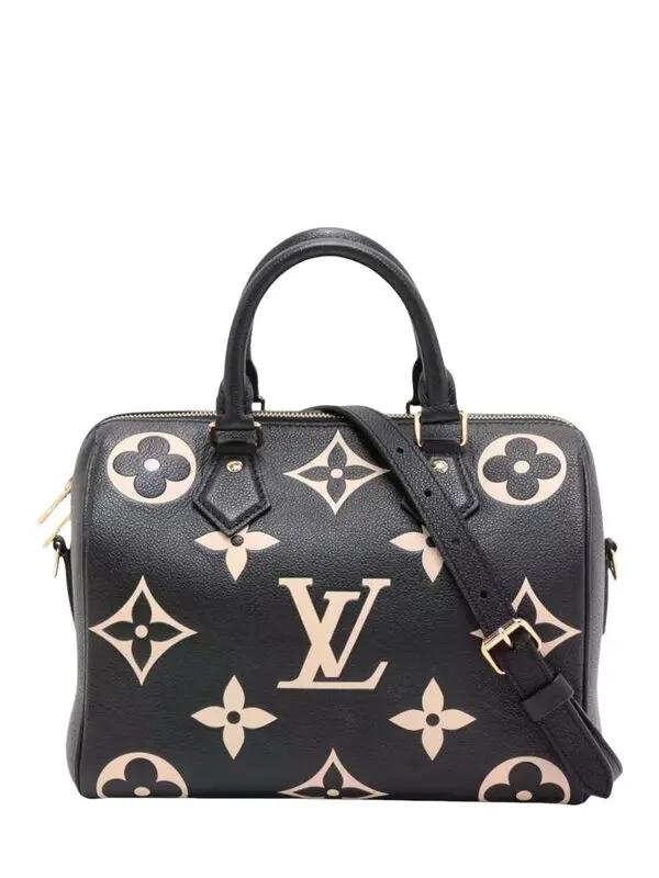 LOUIS VUITTON Monogram Empreinte Giant Speedy Bandouliere 25 Satchel - Black