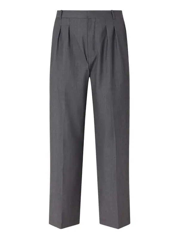THE ROW Tavel Wide-leg Pleated Wool-fresco Trousers - Gray