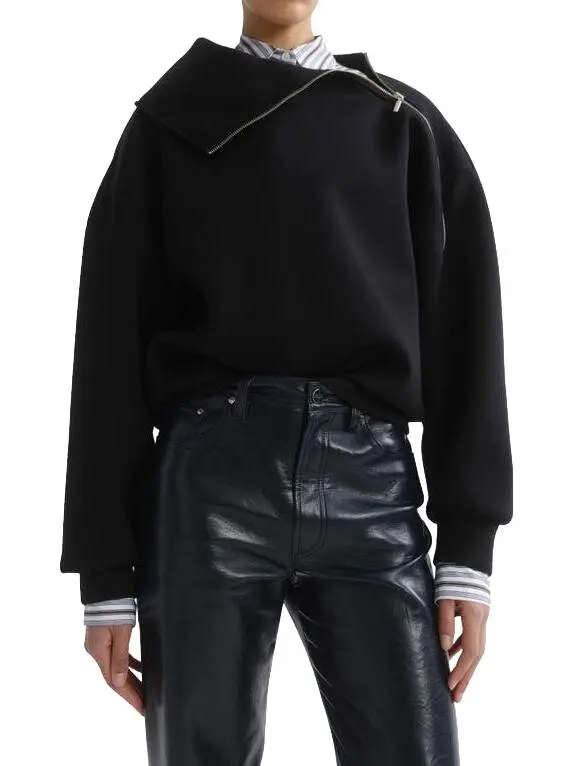 AGOLDE Coyle Asymmetrical Zip Sweatshirt - Black