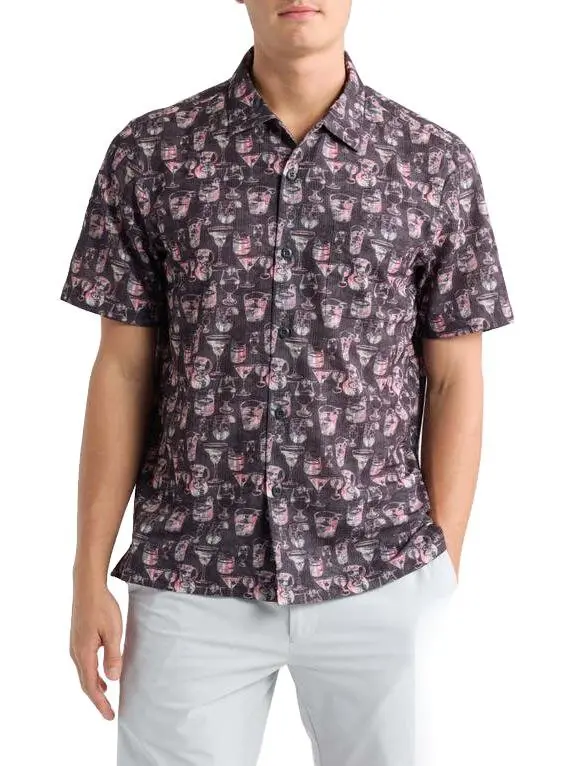 Tommy Bahama Bahama Coast Mai Tai-dye Short Sleeve Button-up Shirt - Licorice