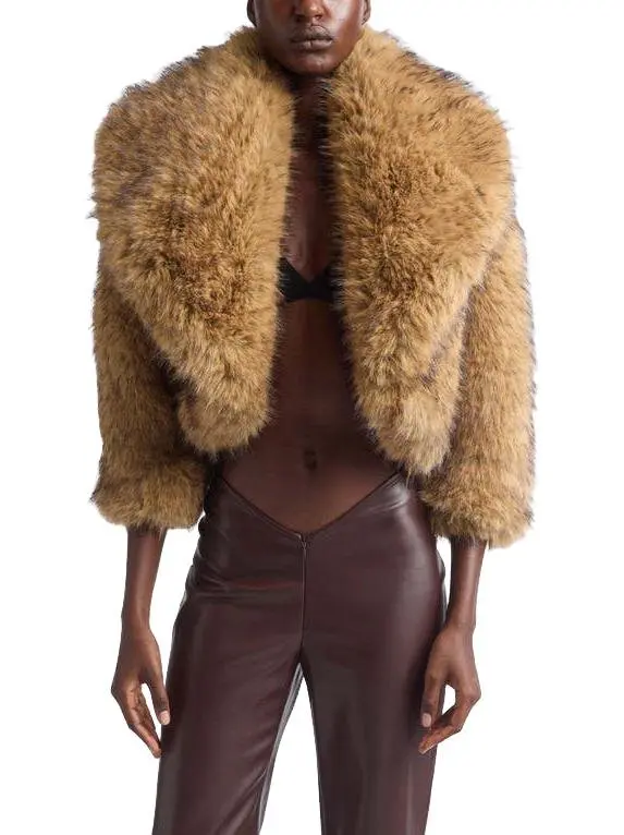 KIM SHUI Georgia Moon Faux Fur Jacket - Beige