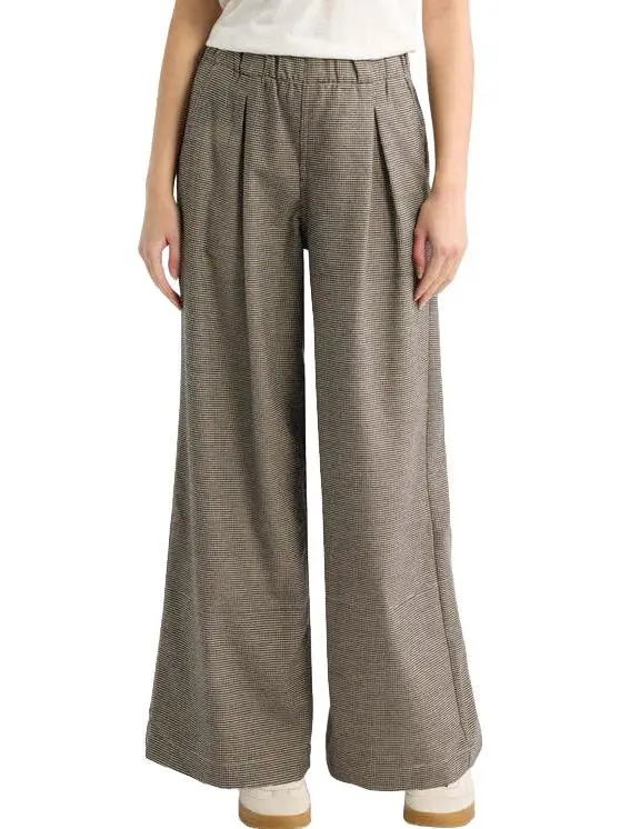 Marine Layer Allison Wide Leg Pleat Pants - Houndstooth