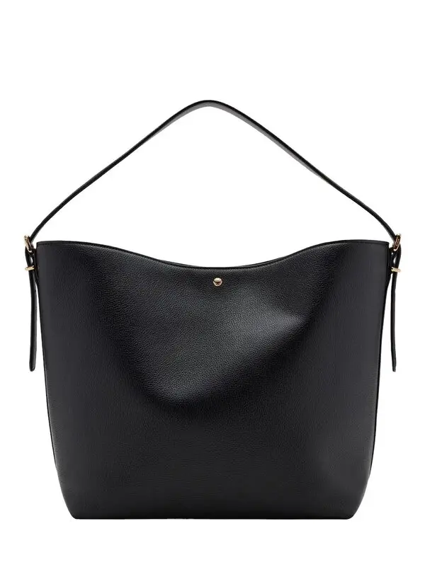 Mango Leather Bucket Bag - Black
