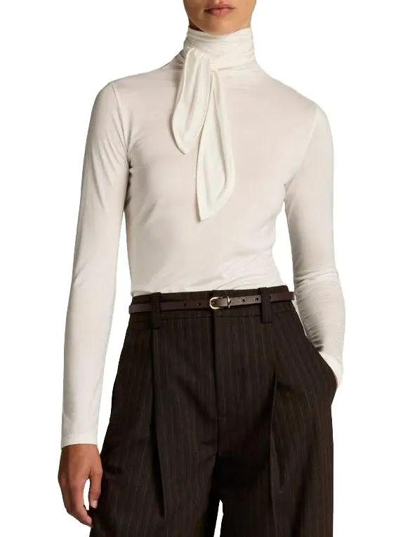 Vince Long Sleeve Mock Neck Top - Ivory