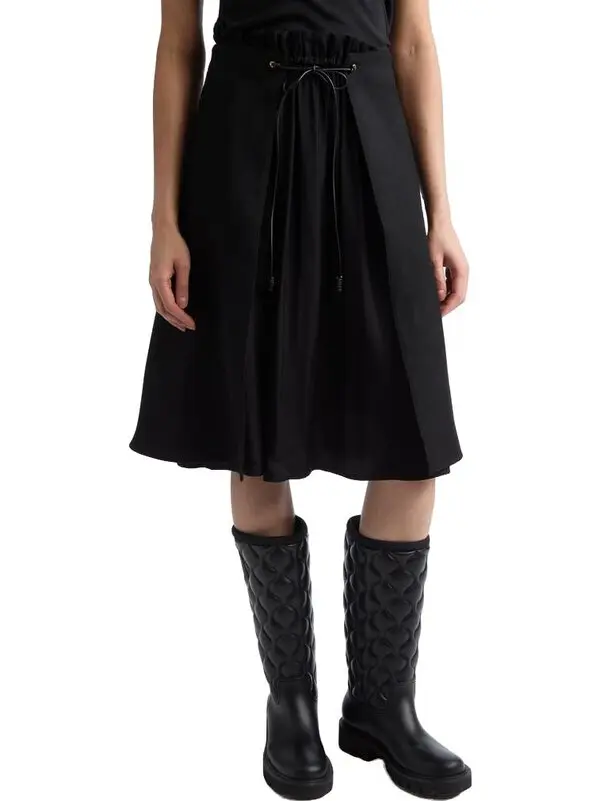 Moncler Wool Gabardine Midi Skirt - Black
