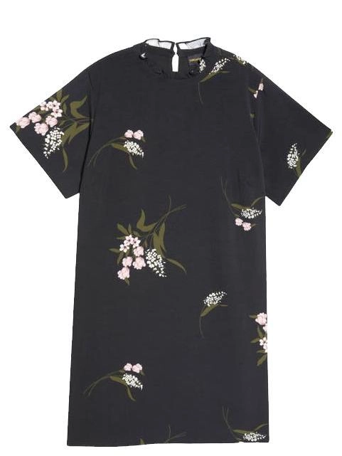 SUGARLIPS Rickie Floral Print Shift Minidress - Black-multi