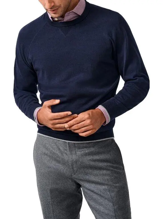 David Donahue Cotton Blend Crewneck Sweater - Midnight
