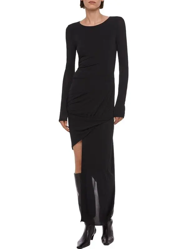 Helmut Lang Draped Long Sleeve Maxi Dress - Black
