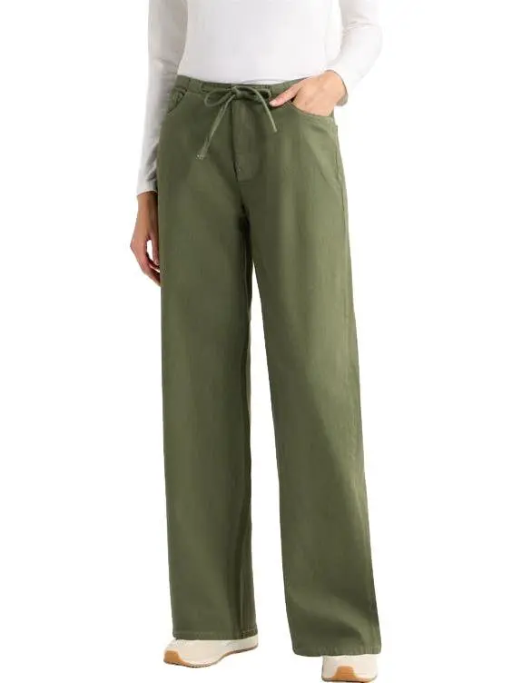 Warp + Weft High Waist Wide Leg Jeans - Olive Grove