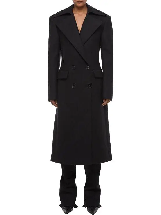 Helmut Lang Sculptural Wool Blend Coat - Black