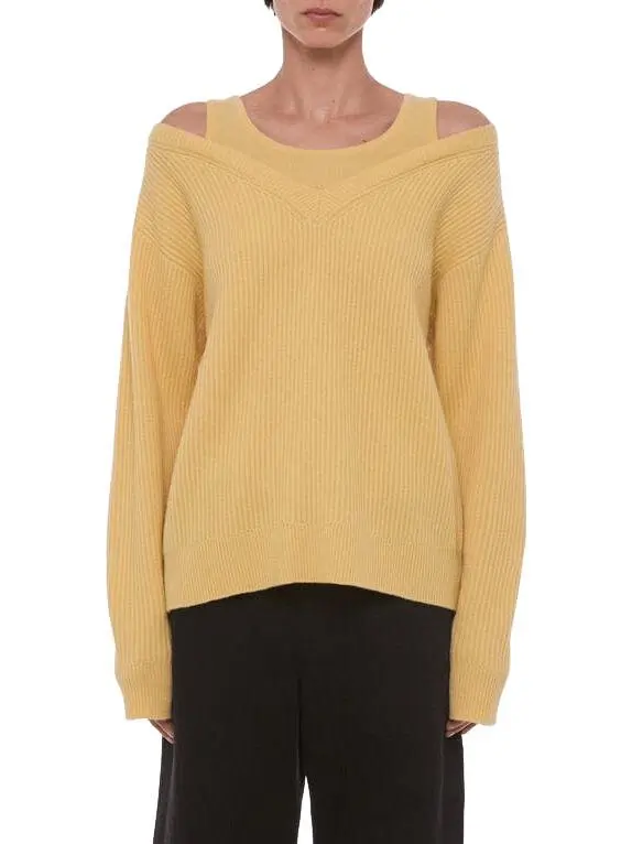 Helmut Lang Double Layer Wool Sweater - Cornsilk