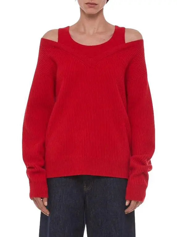 Helmut Lang Double Layer Wool Sweater - Red