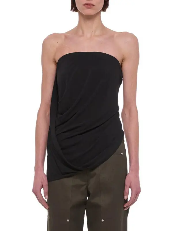Helmut Lang Draped Twist Tube Top - Black