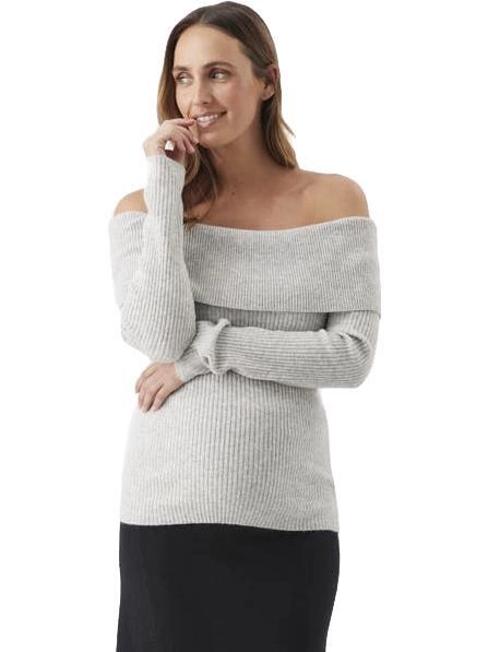 RIPE MATERNITY Off-shoulder Knit - Silver Marle