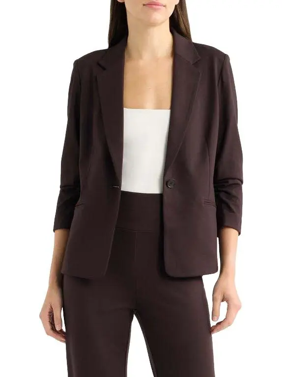 Anne Klein One-button Notched Lapel Jacket - Deep Mahogany