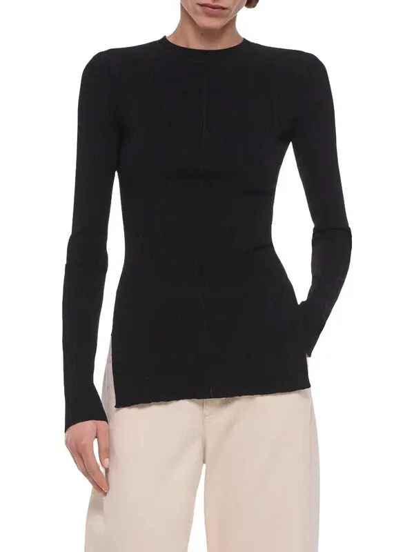 Helmut Lang Slit Rib Knit Top - Black