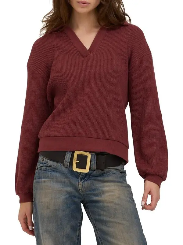PROJECT SOCIAL T Pacific Collared Pullover - Dark Cherry