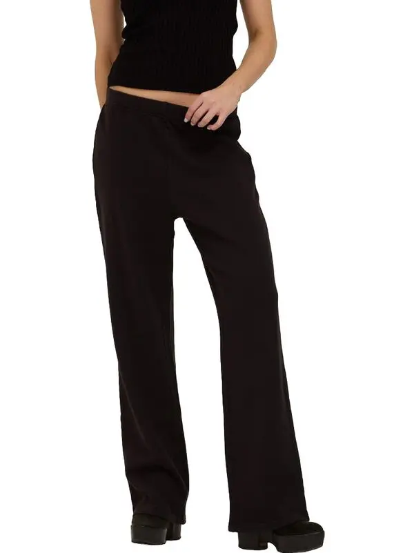 PROJECT SOCIAL T Studio Wide Leg Cotton Sweatpants - Black