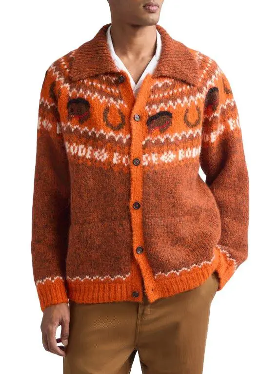 BODE Corrals Superfine Alpaca Blend Cardigan - Orange Multi