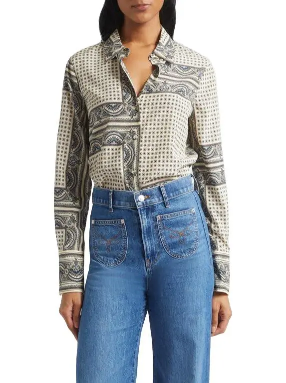Veronica Beard Monique Mixed Paisley Silk Blend Shirt - Ecru Multi