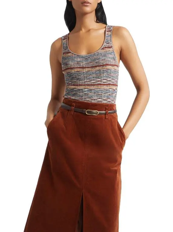 Veronica Beard Sandra Space-dyed Ribbed Tank - Rust Multi