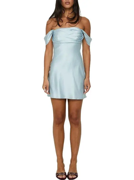 Princess Polly Off-the-shoulder Satin Minidress - Blue