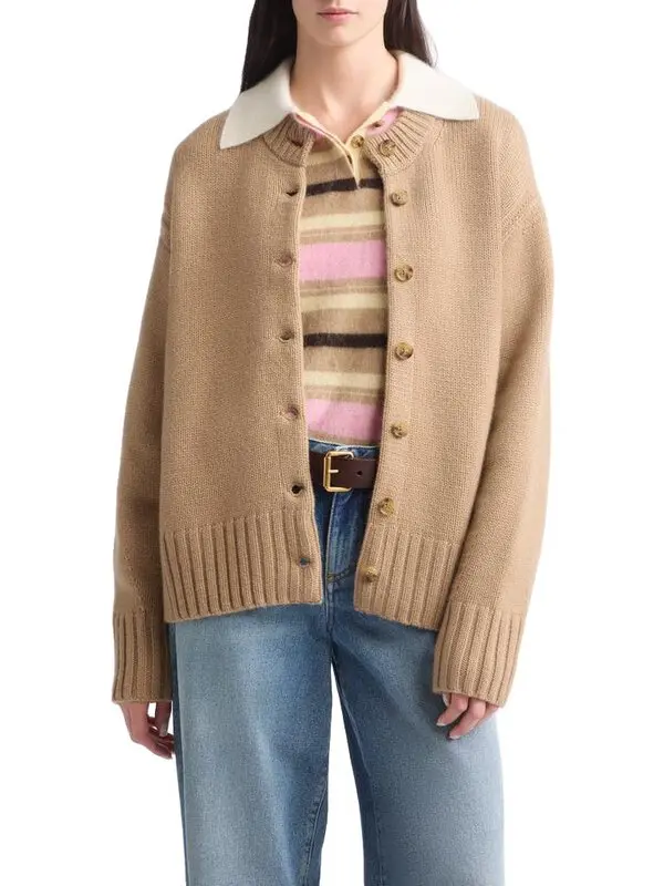 Guest In Residence Cashmere Relaxed Fit Cardigan - Camel