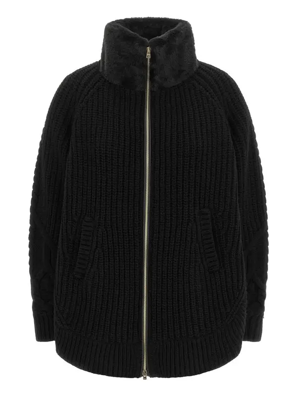 Herno Zip-up Knit Top - Black