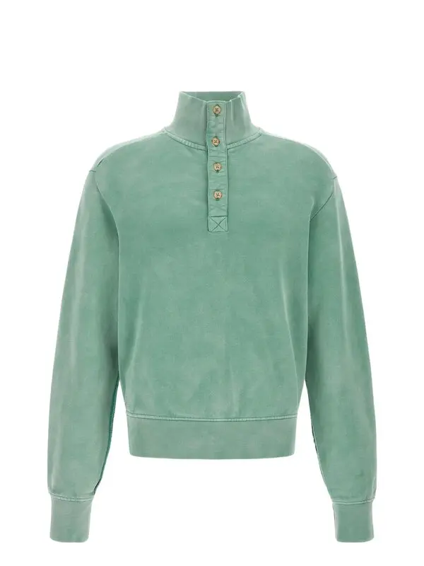 ENTIRE STUDIOS Buttoned Turtleneck Sweatshirt - Green