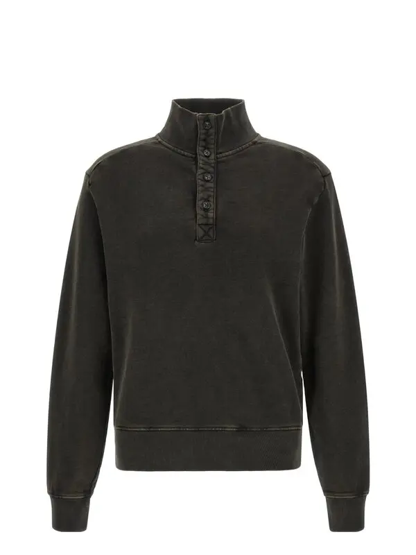 ENTIRE STUDIOS Buttoned Stand-collar Sweatshirt - Black