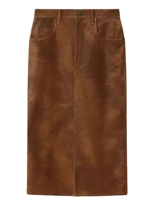 Isabel Marant Étoile Bisane Distressed Faux-leather Pencil Skirt - Brown