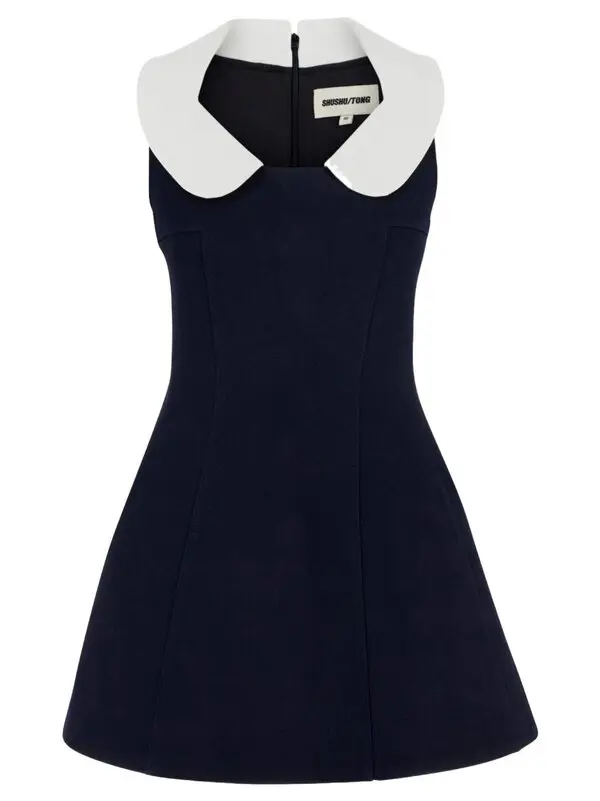 SHUSHU/TONG Sleeveless Dress With Contrasting Neckline - Blue