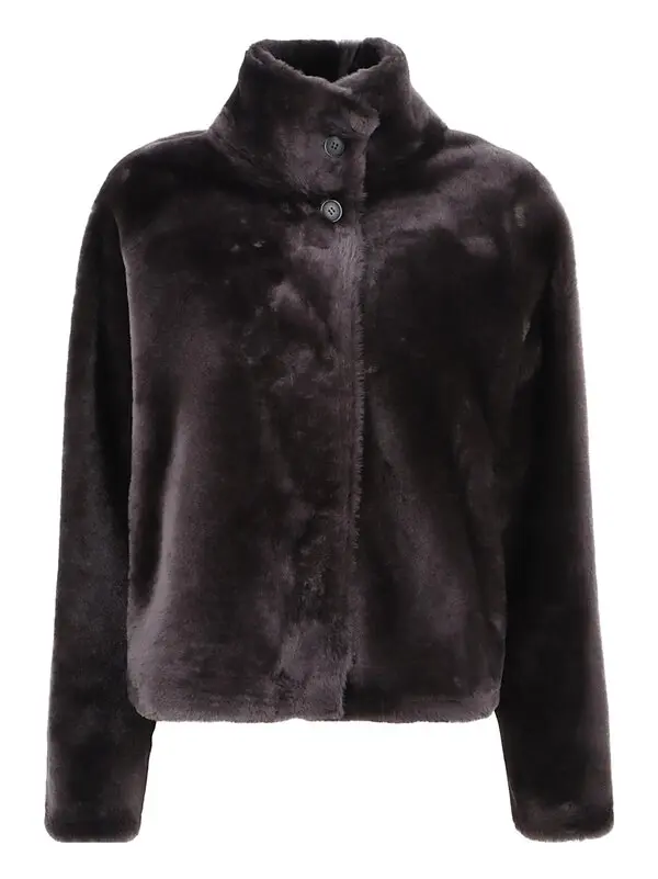 ARMA Cropped Faux Fur Jacket - Black