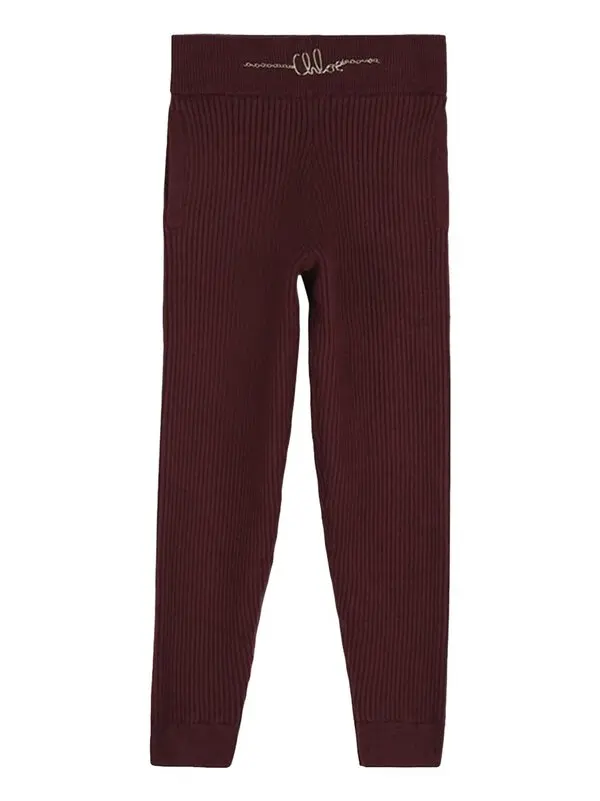 Chloé Ribbed-knit Chain-detail Cotton Trousers - No